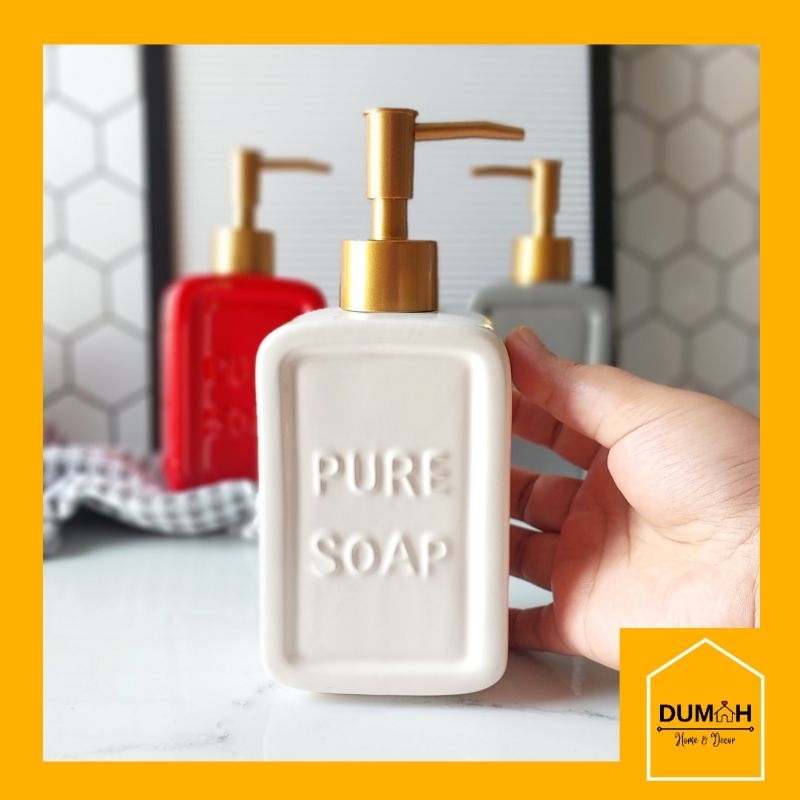 470ml Botol Sabun Ceramic Emboss Pure Soap Bottle Dispenser with Gold ...
