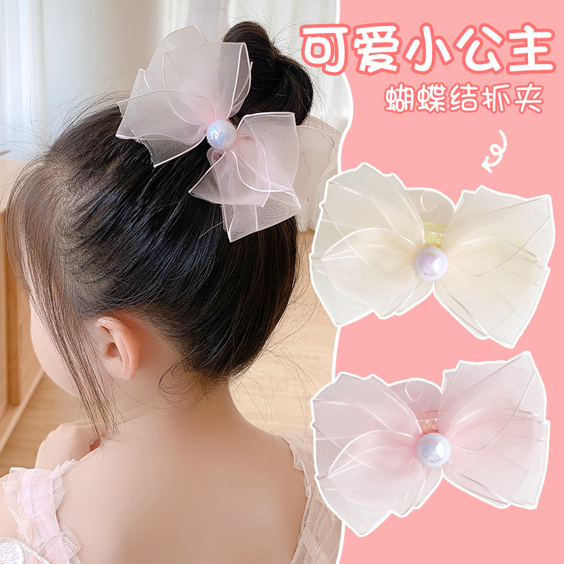 Korea Style ribbon hair pin hair clip chiffon princess baby hair ...