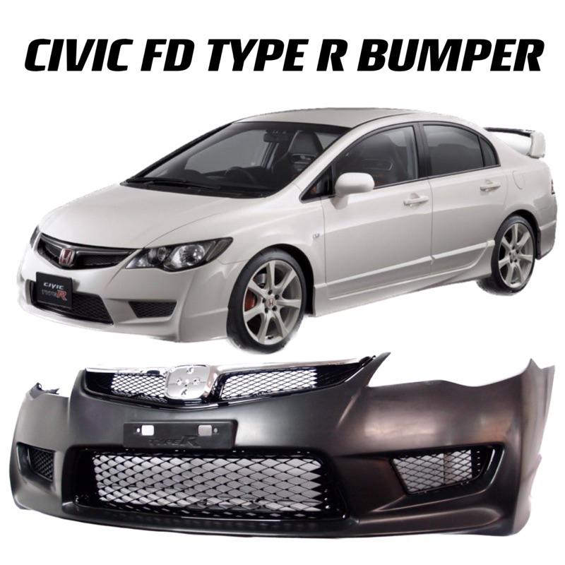 CIVIC FD TYPE R BUMPER DEPAN + GRILLE CHROME BOLEH BUKA | Shopee Malaysia
