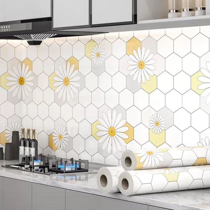 Kitchen Wallpaper Stickers High Temperature Anti-oil Waterproof Tile ...
