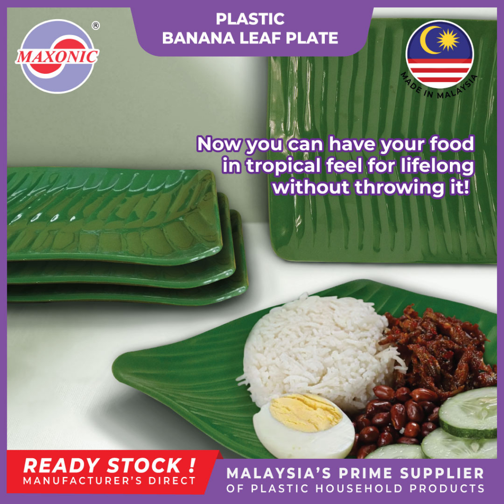 MAXONIC PLASTIC BANANA LEAF PLATE / PINGGAN NASI LEMAK DAUN PISANG ...