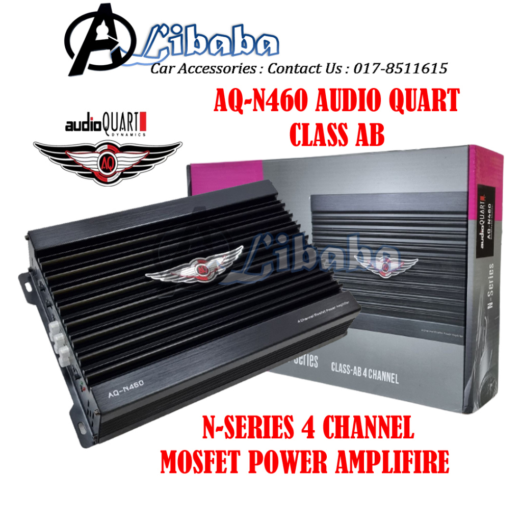 AQ-N460 Audio Quart N-Series 4 Channel Mosfet Power Amp Amplifier Class-AB Car Audio Sound ...