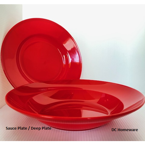 [Sweet Home] RED COLOUR 6pcs Round Plate Deep Plate Oval Shape Plate ...