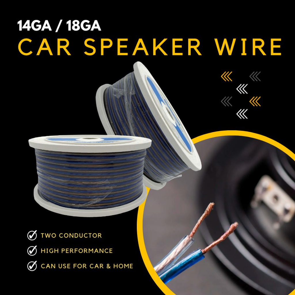 1M 14GA / 18GA Copper Car Speaker Cable Car Audio Amplifier Speaker ...