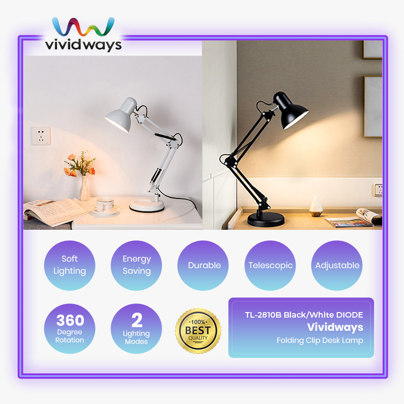 K2 VIVIDWAYS TL-2810B DIODE TABLE STUDY LIGHT ADJUSTBALE E27 HOLDER ...