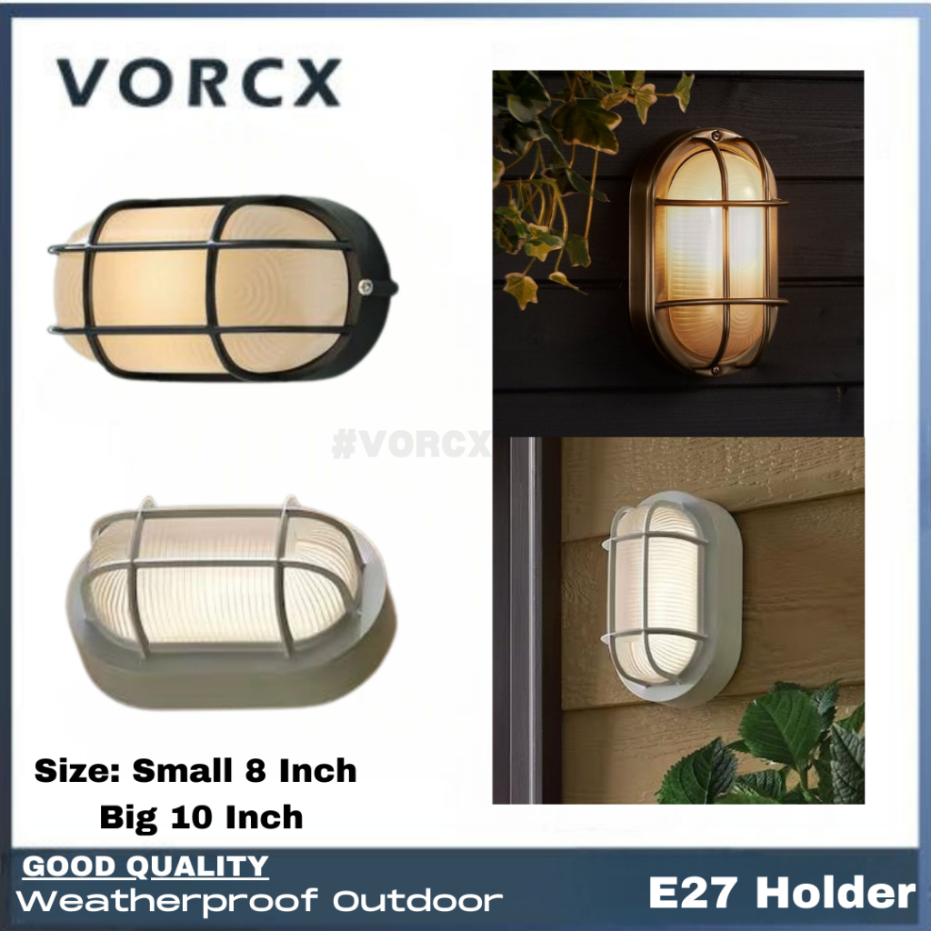 GBF Outdoor E27 LED Bulkhead Wall Light Fitting Glass Cover And DieCast ...