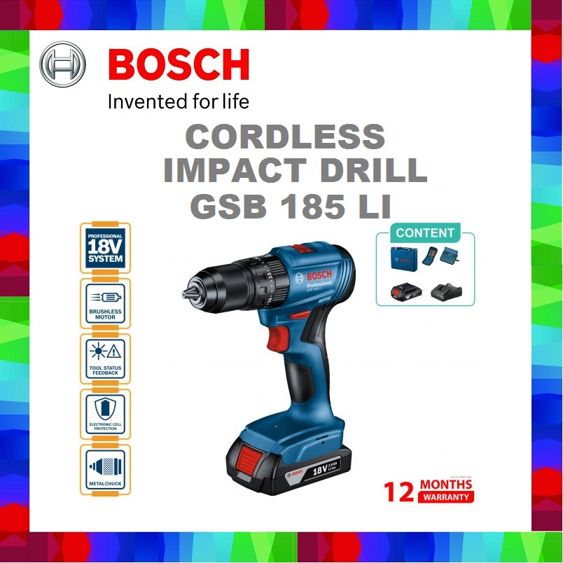 BOSCH GSB 185 LI Cordless Impact Drill | Shopee Malaysia