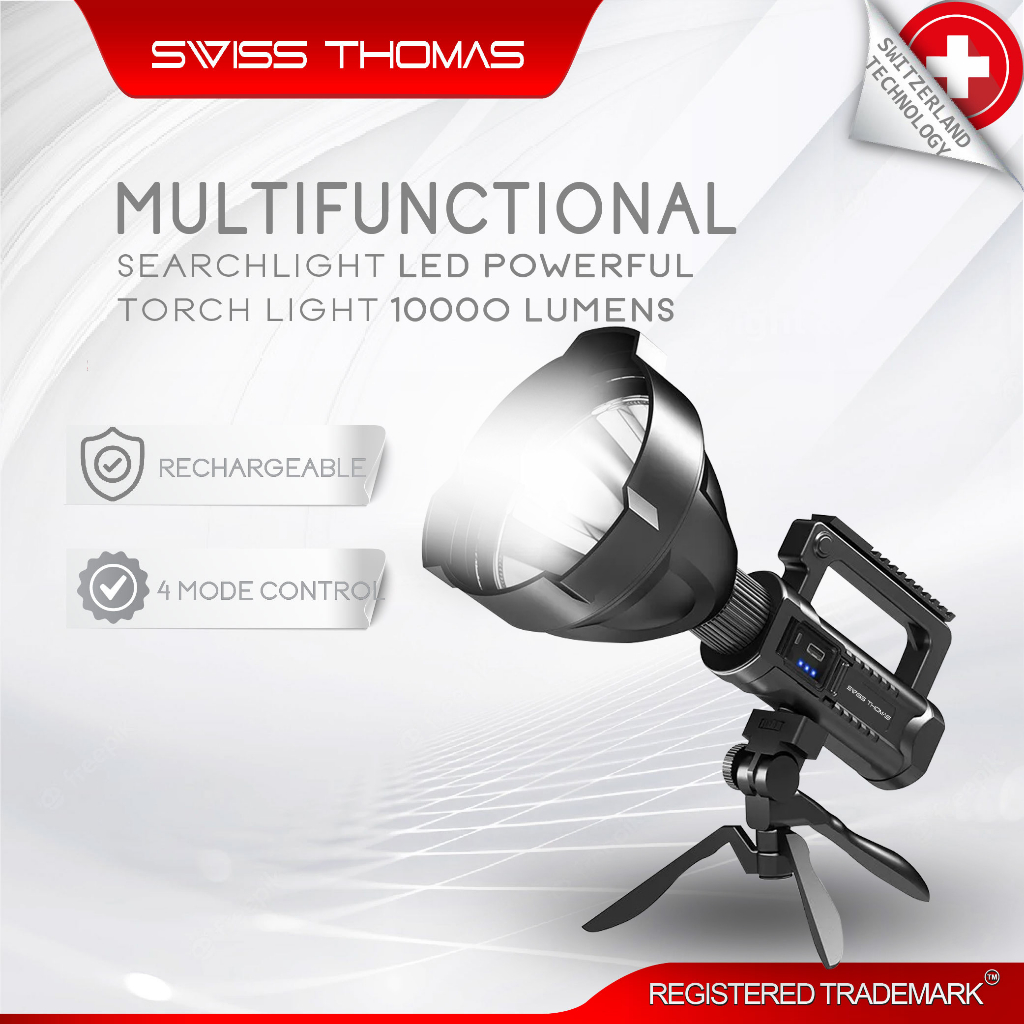 Swiss Thomas LED Super Bright Torch Light 10000lumens Portable ...