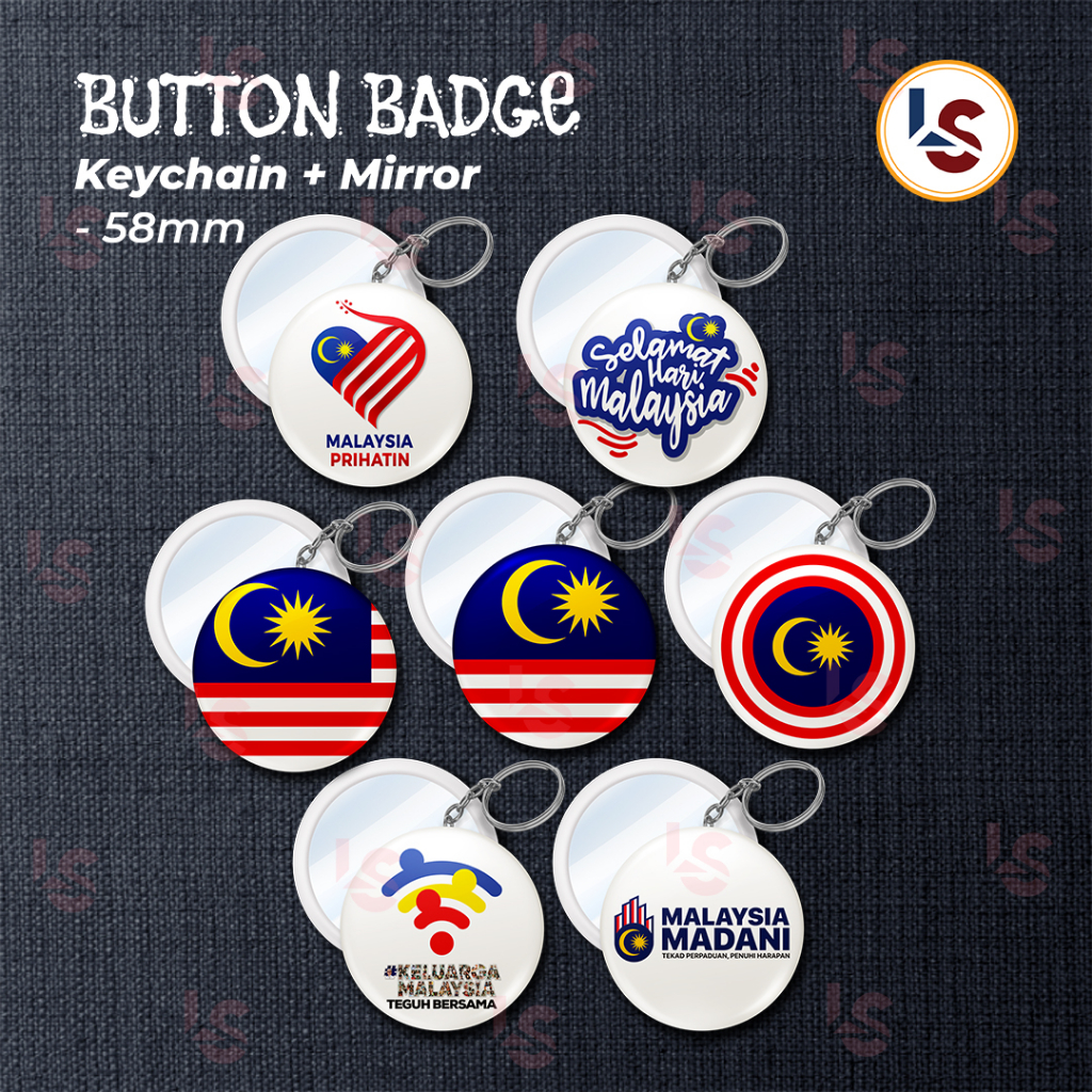 (Key Chain + Mirror) Merdeka Button Badge Hari Kemerdekaan Malaysia ...