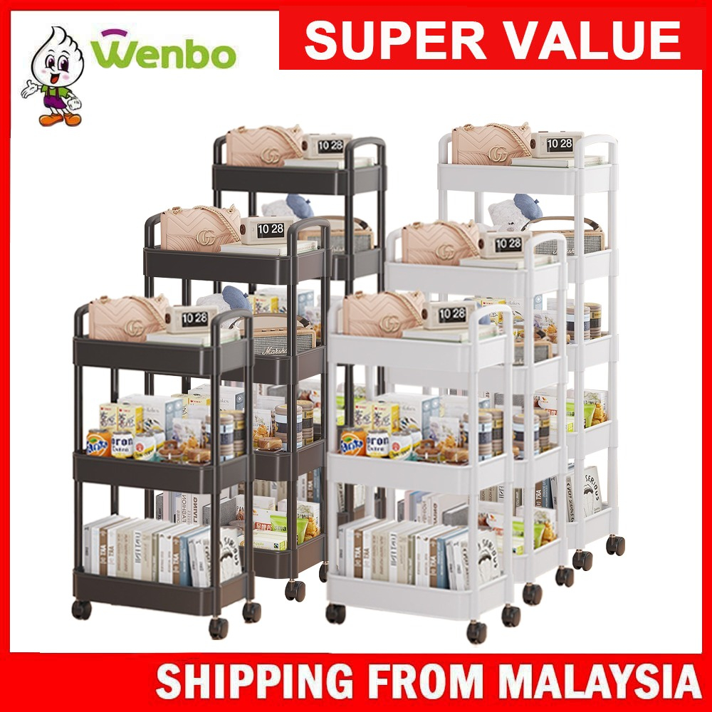 Wenbo 3/4/5 Tier Multifunction Storage Trolley Rack Food Rack Shelf ...