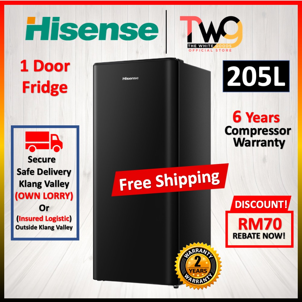 [FREE SHIPPING] Hisense 1 Door Fridge 170L / 205L RR198D4ABM1 ...