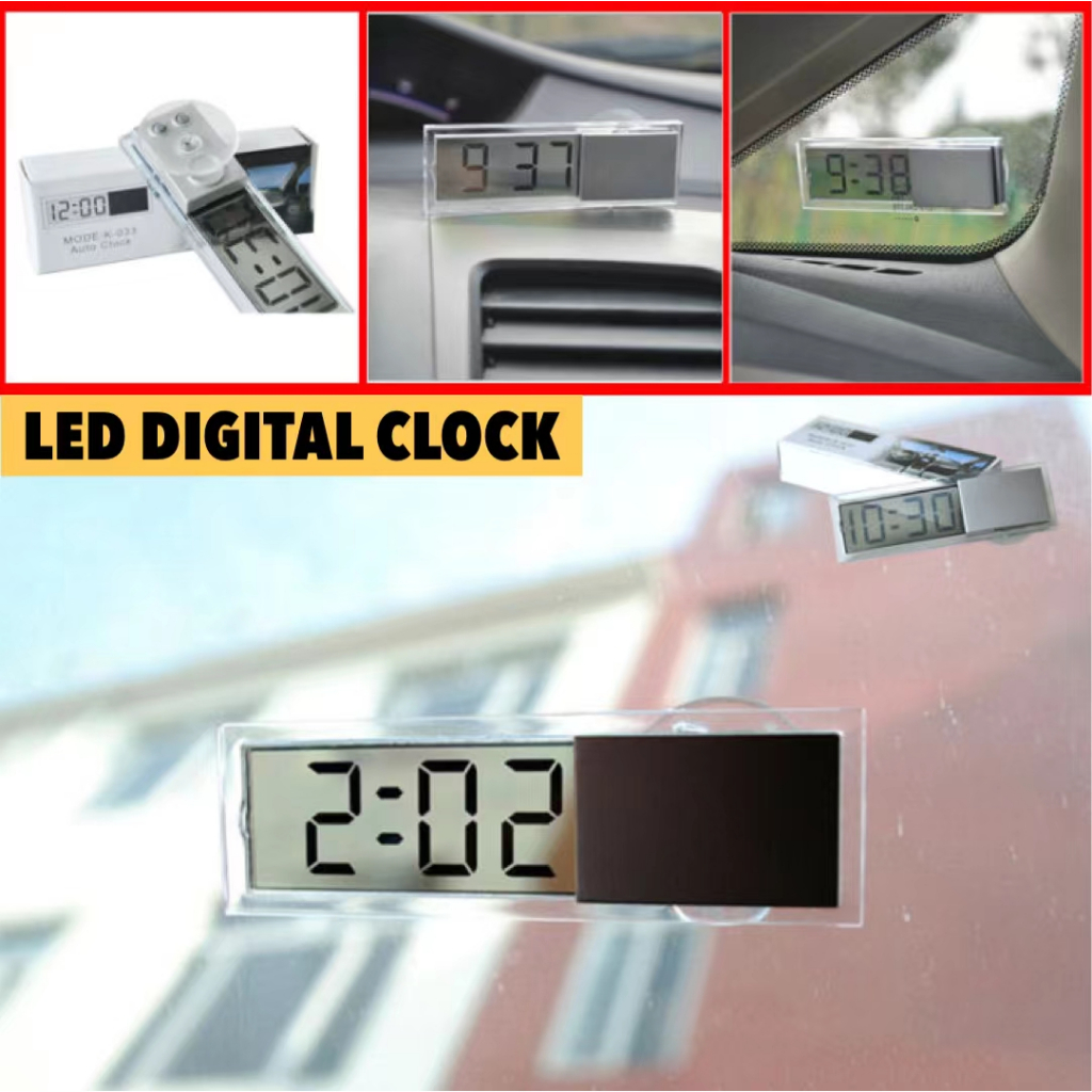 LED Digital Transparent Clock LCD Display Electronic Clock Jam Car ...