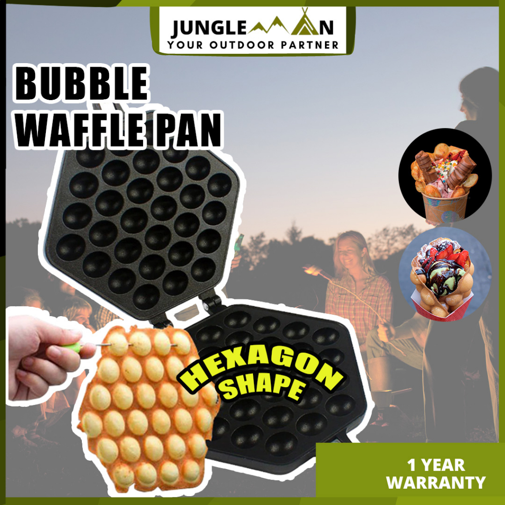 JUNGLEMAN Non Stick Pan Egg Waffle Pan Camping Bubble Waffle Maker ...