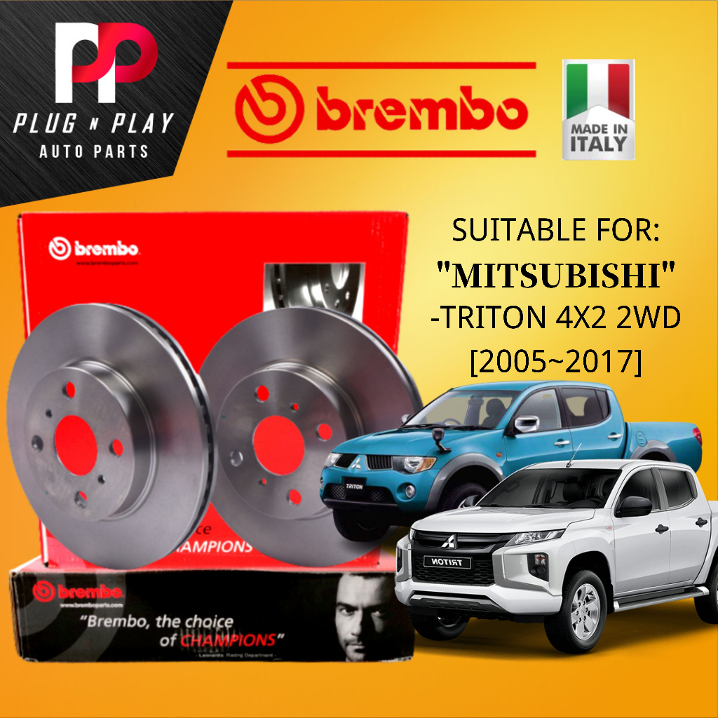BREMBO MITSUBISHI TRITON 4X2 "2WD" LITE(2005~2017) FRONT (FW) (DEPAN)100% ORIGINAL BREMBO DISC ...