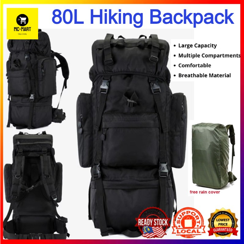 80L Large Capacity Waterproof Beg Hiking Bag Military Backpack Daki ...