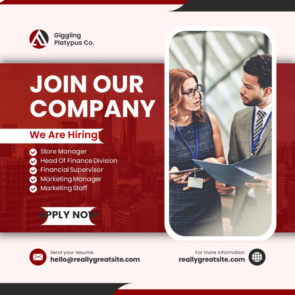 JOB VACANCY ANNOUNCEMENT TEMPLATE [EDITABLE] White And Red Modern ...
