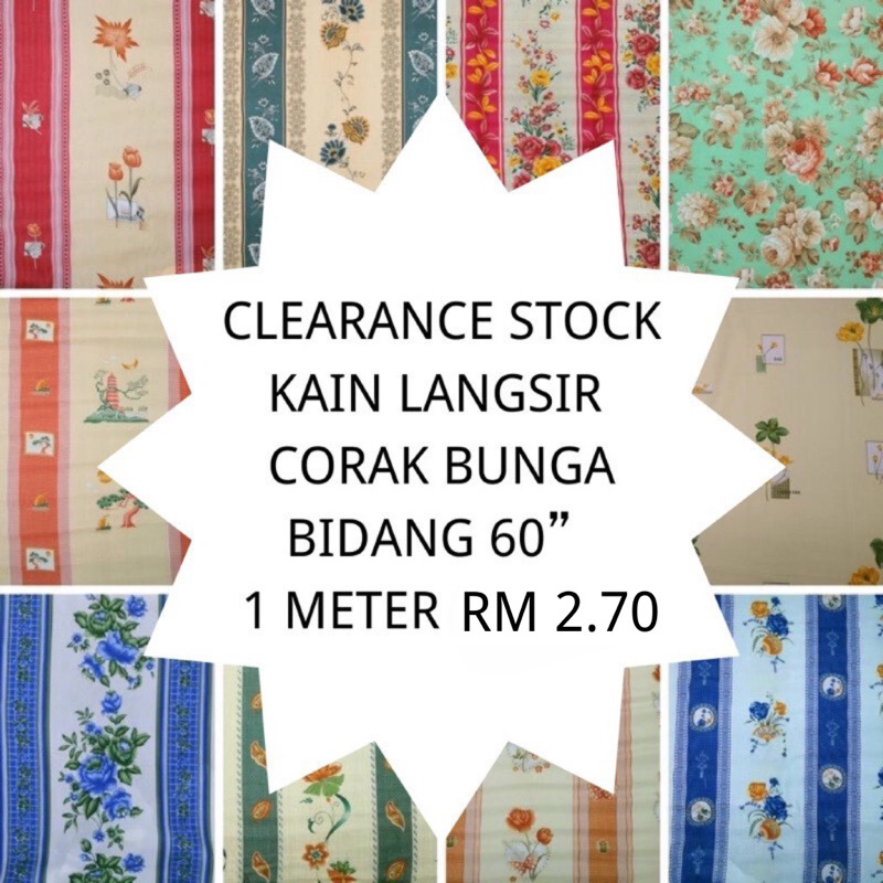 [Clear Stock] Floral Pattern Curtain Fabric Curtain Fabric - 60" Width ...
