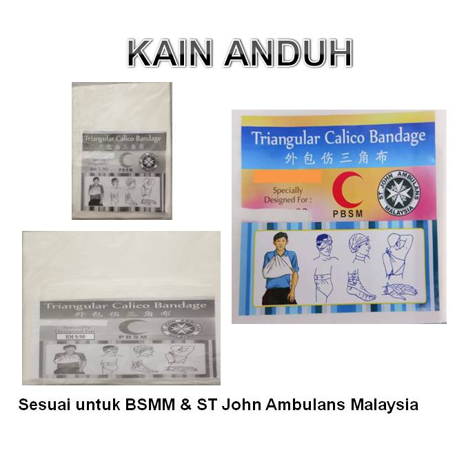 KAIN ANDUH Triangular Calico Bandage - FIRST AID BSMM ST JOHN (1PC ...
