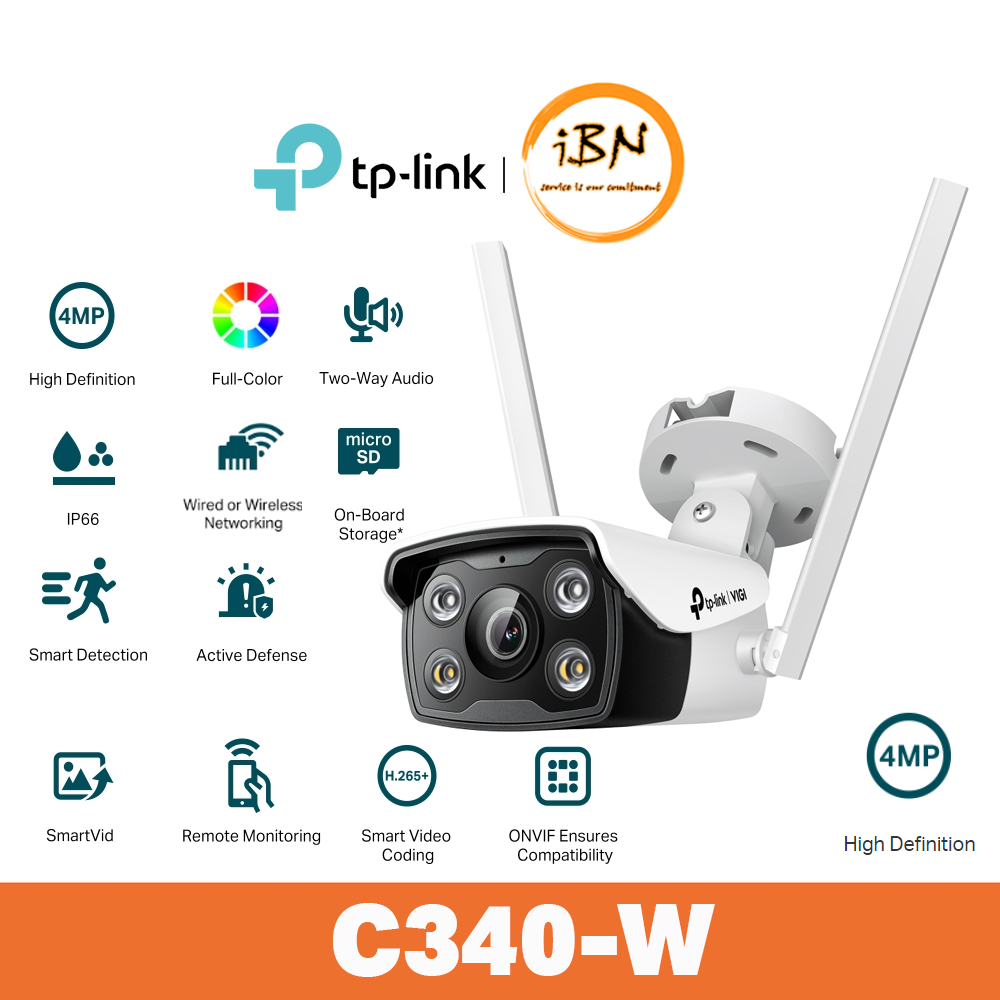 TP-Link 4MP Outdoor VIGI C540 Full-Color Wi-Fi Pan Tilt High Definition ...
