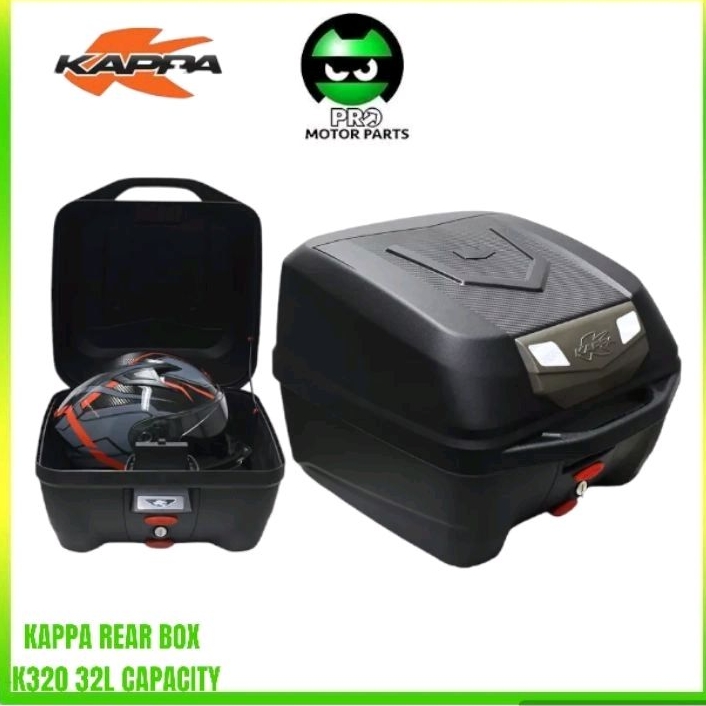 KAPPA TOP BOX K320N REAR MONOLOCK TOP CASE 32L BLACK~32 Liter KOTAK MOTOSIKAL BOLEH LETAK HELMET ...