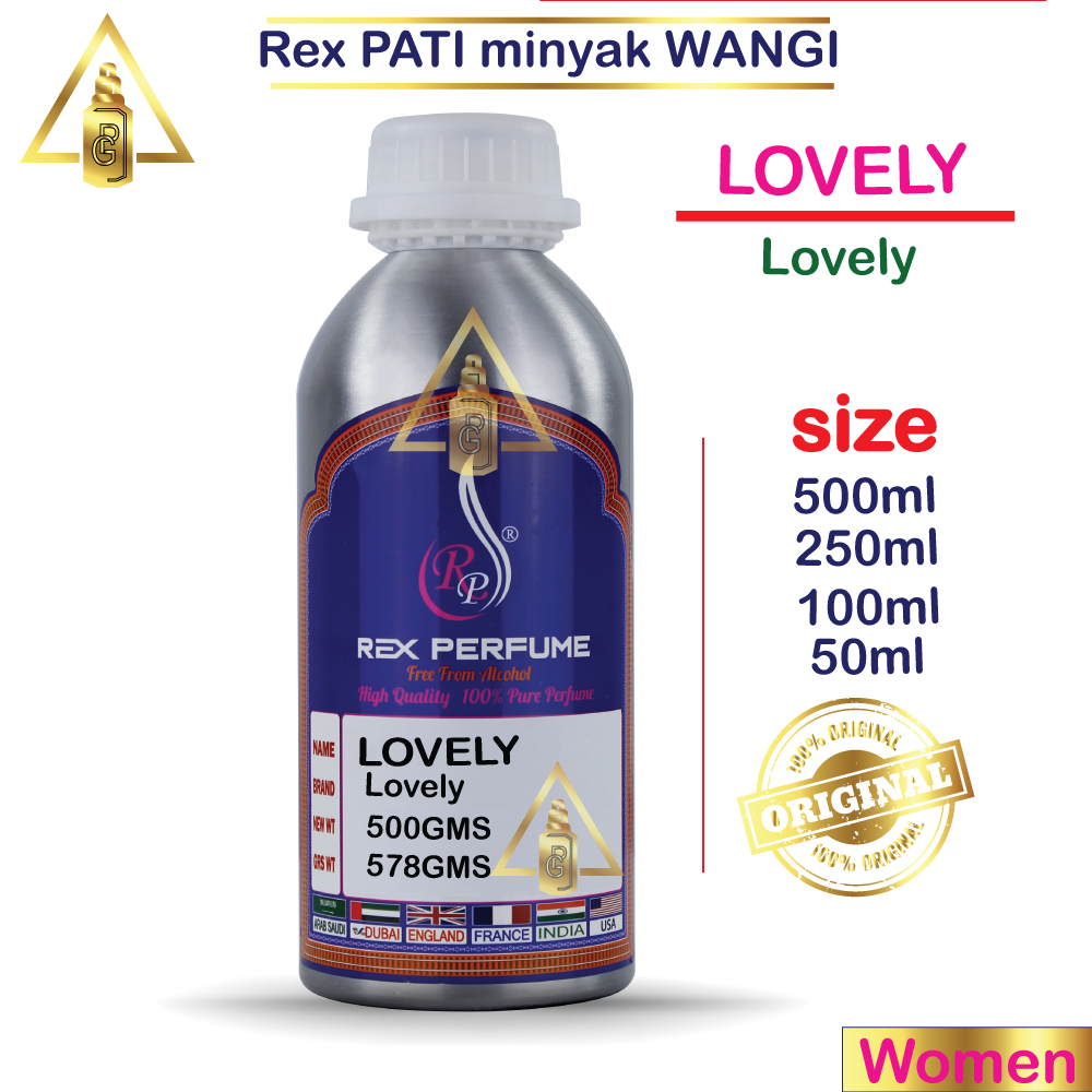 LOVELY PATI MINYAK WANGI ASLI PURE PERFUME OIL 50ML/100ML /250ML/500ML ...