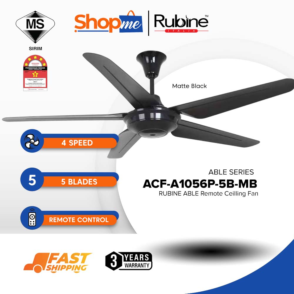 Rubine Ceiling Fan With Remote Control 56 Inch ACF-A1056P-5B AC Motor Home Appliances Kipas ...
