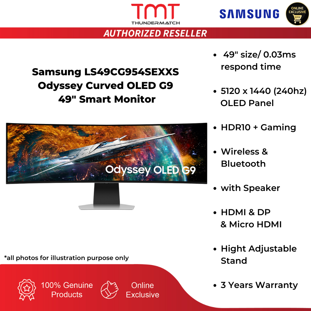 Samsung LS49CG954SEXXS Odyssey Curved OLED G9 49" Smart Monitor ...