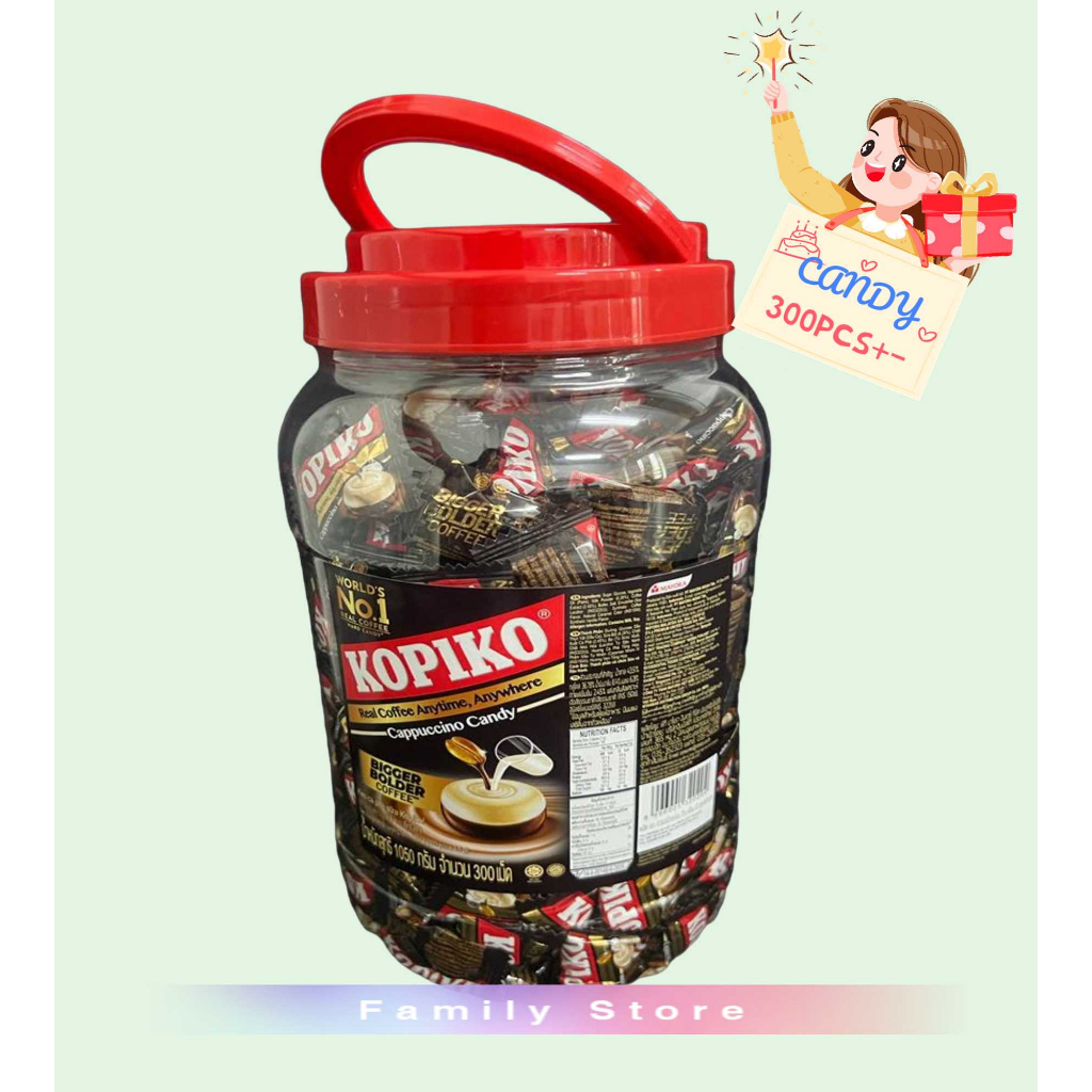 KOPIKO COFFEE HARD CANDY GULA KOPI / CAPPUCCINO 300PCS+- BIG JAR SWEETS ...