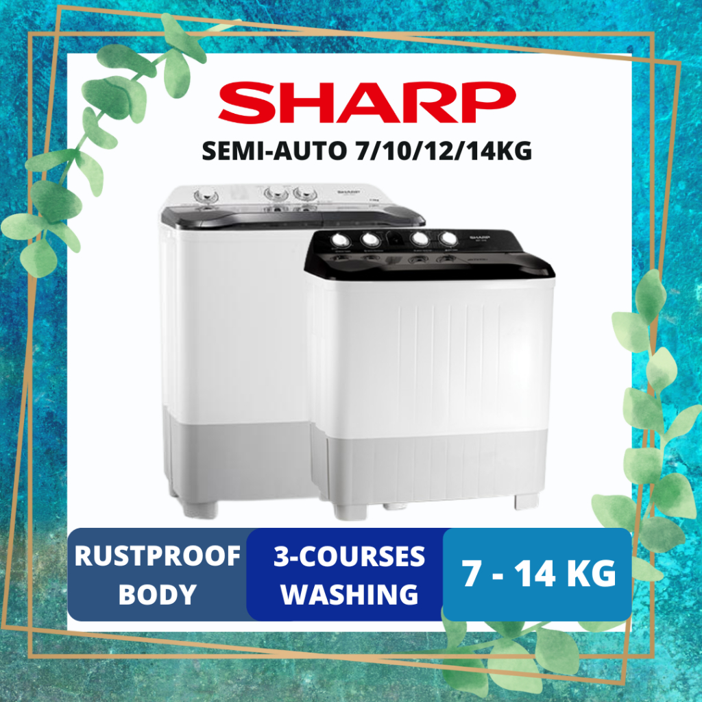 Sharp Semi Auto Washing Machine 7Kg/10kg/12kg/14kg Mesin Basuh Semi ...