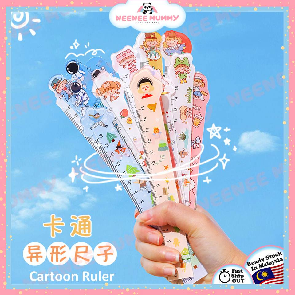 15cm Cute Cartoon Kids Ruler Plastic Ruler Student Ruler Pembaris Lukis ...