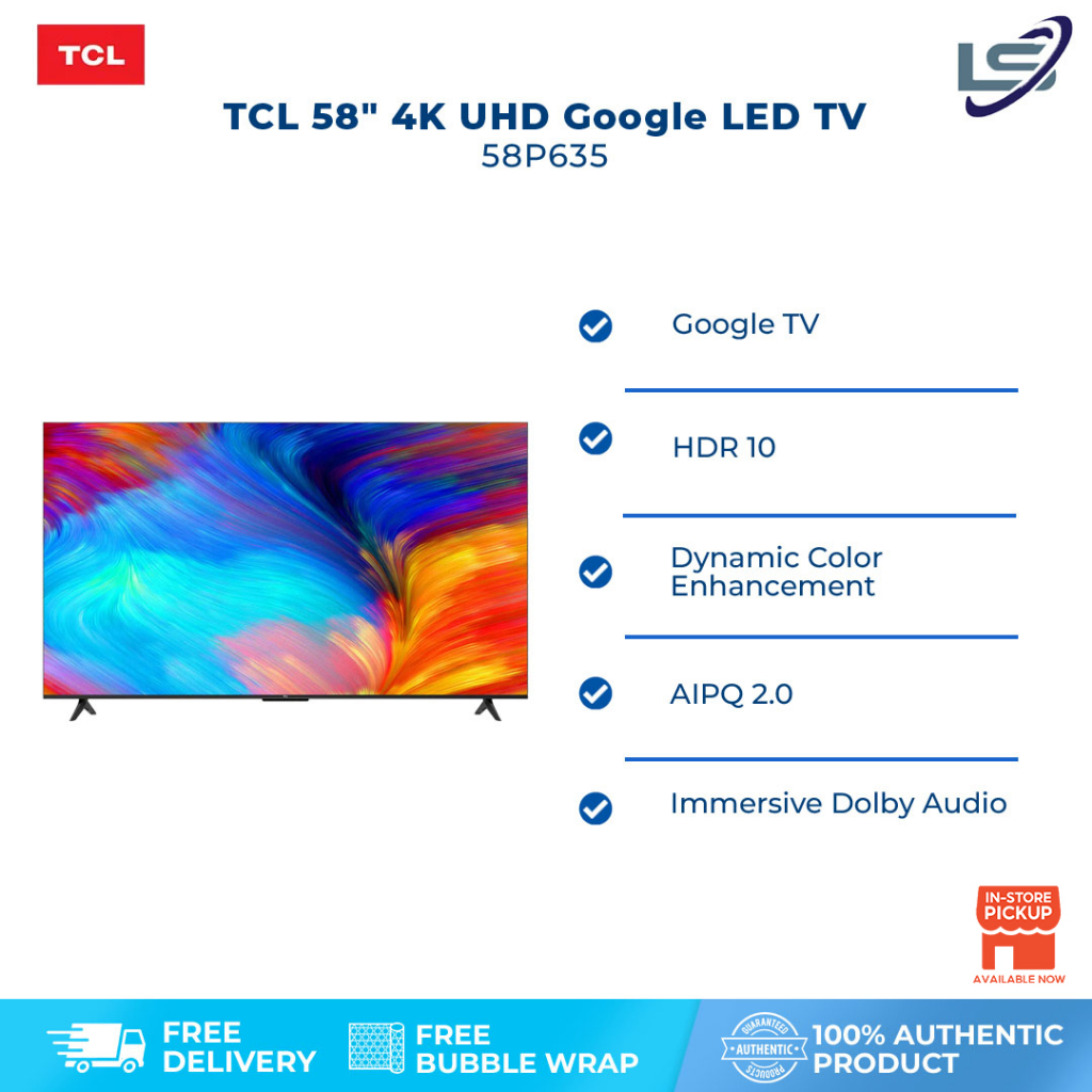 TCL 58" 4K UHD Google LED TV 58P635 | 4K Ultra HD | Voice Control ...