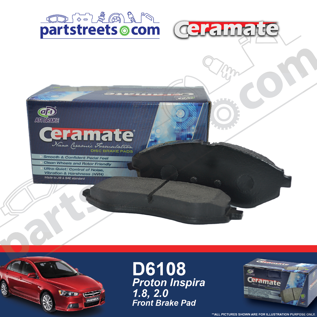 Ceramate Front Brake Pad - Proton Inspira 1.8, 2.0 - D6108 (1set ...