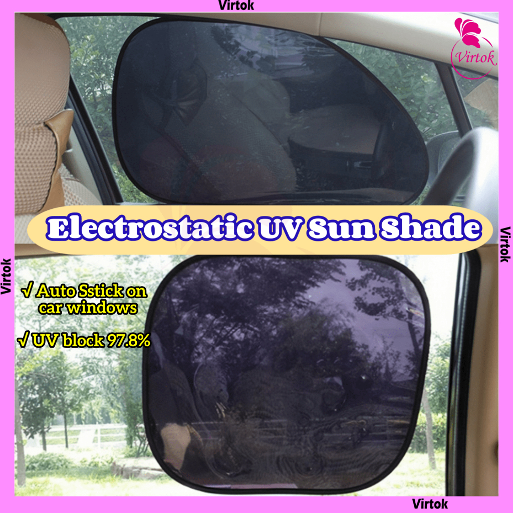 VIRTOK 2pcs Set Car Sun Shade UV Protect Side Window Electrostatic Film ...