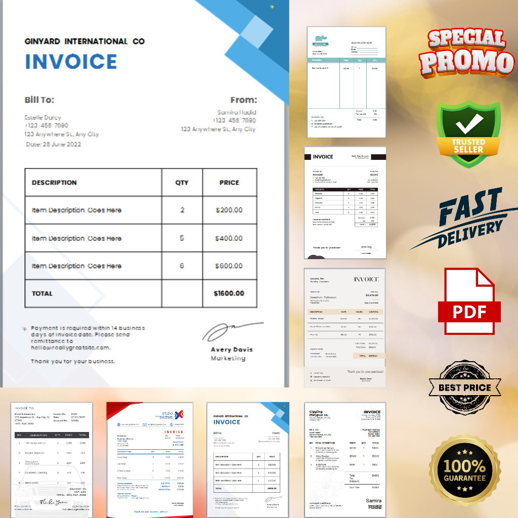 Invoice Template 60 Design [Lifetime Guarantee] [Hot Sale] | Shopee ...