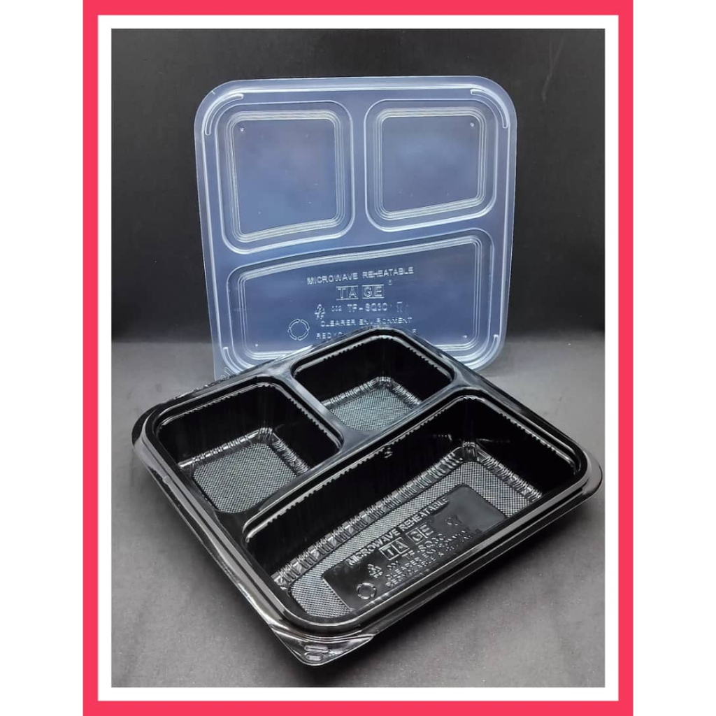 Bento Box TAGE 3/4 Compartment Lunch Box & Lid [50pcs±] Disposable Food ...
