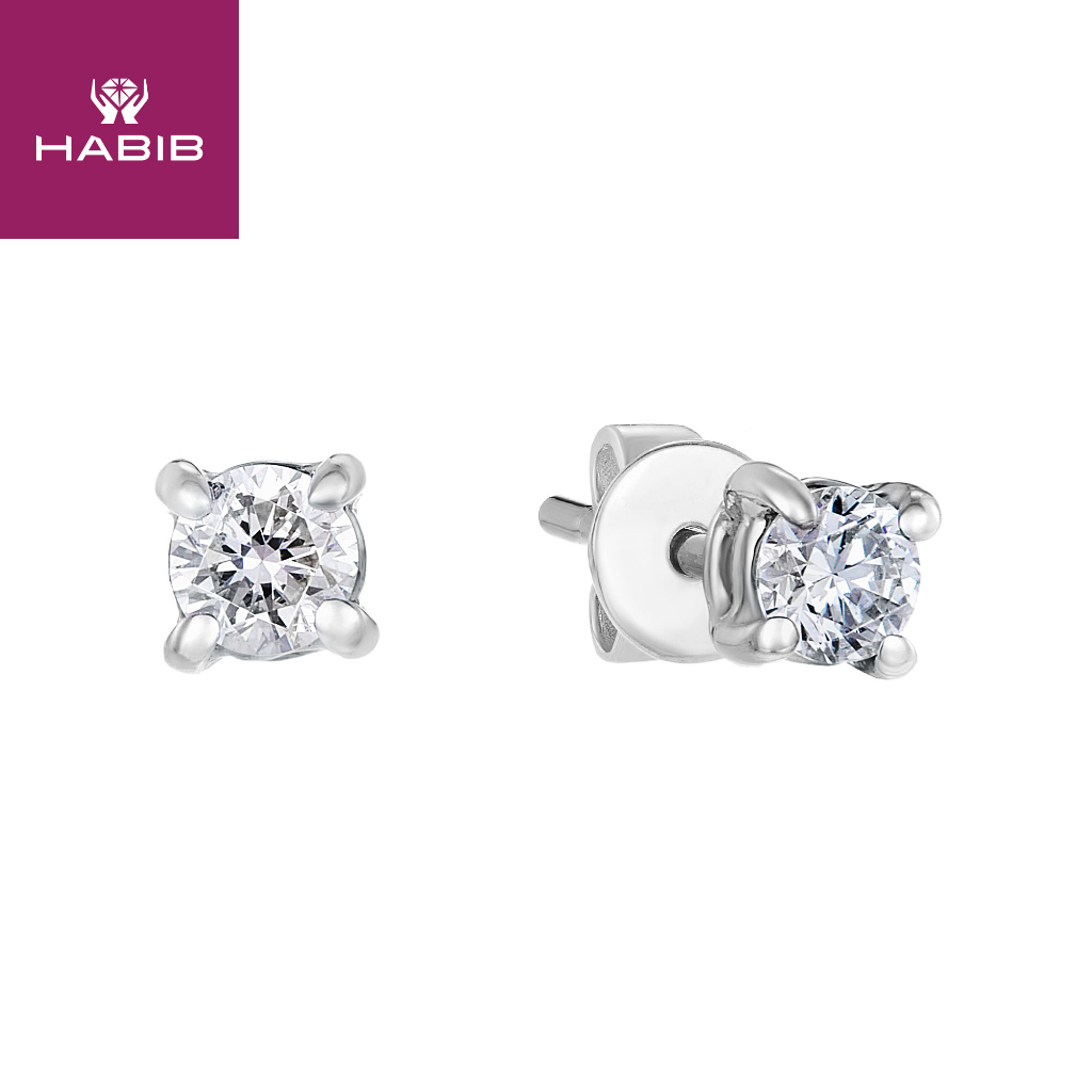 HABIB Round Diamond Stud Earrings In 375/9K White Gold 44902(9C)-9-WG ...