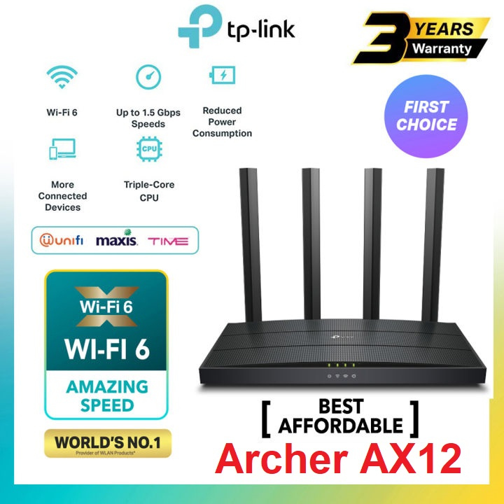 TP-Link Archer AX12 Dual-Band Gigabit AX1500 Wi-Fi 6 Router | Shopee ...