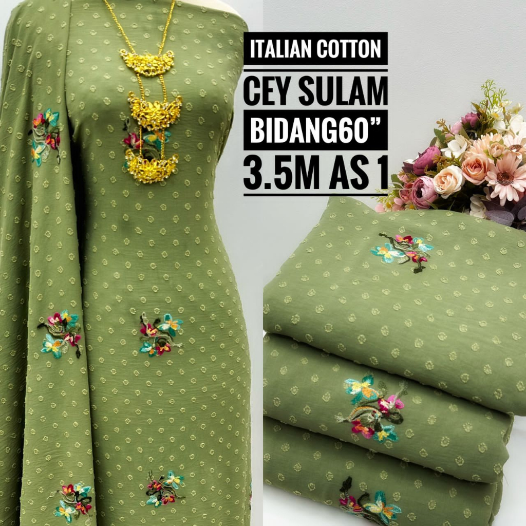 CEY Embroidery,Kain pasang,CEY Embroidery Sulam,Ready Stock,Bidang 60 ...