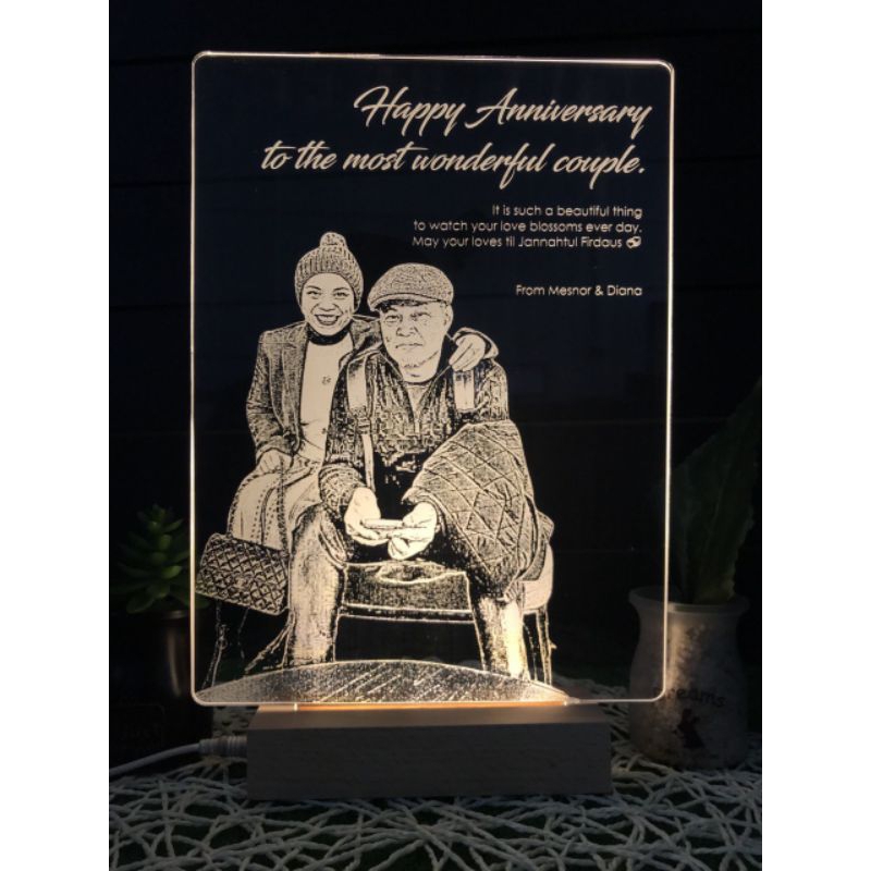 LAMPU LED SAIZ A4 untuk Hadiah persaraan, happy birtday, pengantin baru ...