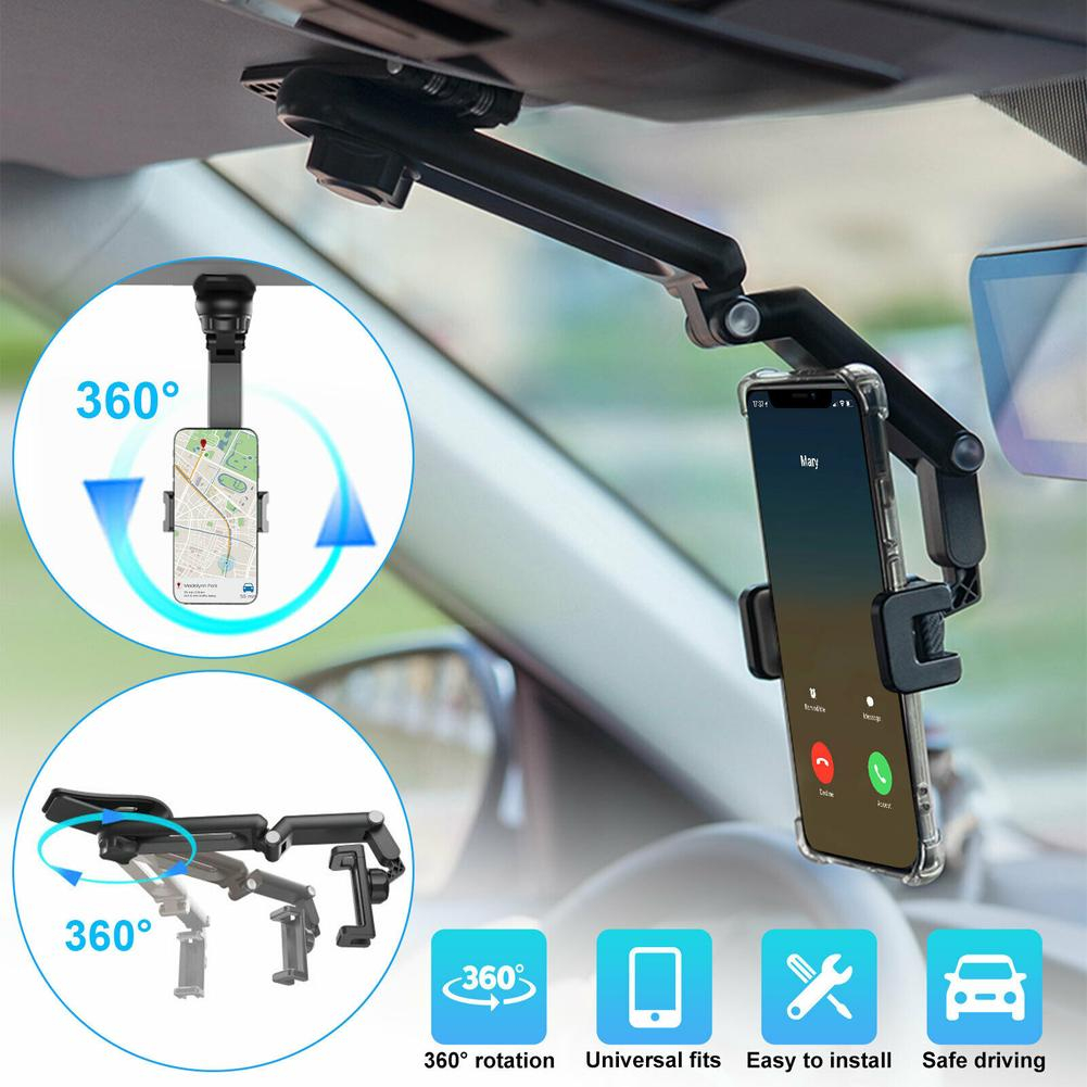 Car Phone Holder, Sun Visor Phone Mount, 1080 Degree Rotation Universal ...