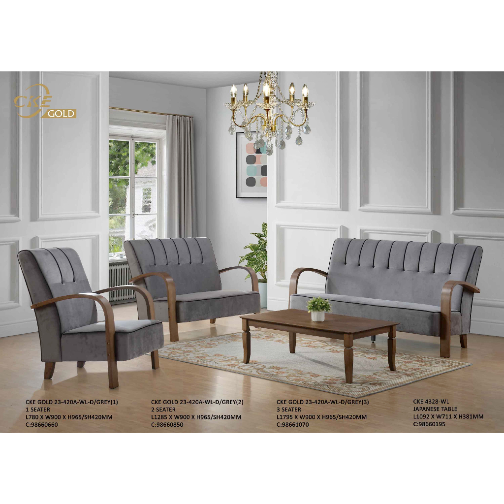 23-420 1 / 2 / 3 / FULL SET Seater Sofa Fully Fabric Sofa / Lounge ...