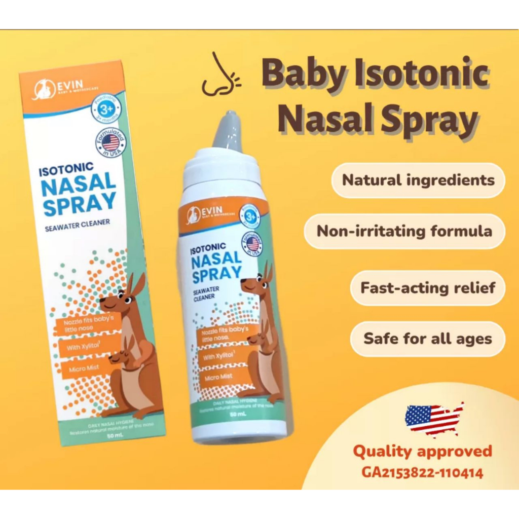 EVIN NASAL SPRAY SEAWATER CLEANER 50ML ISOTONIC/HYPERTONIC | Shopee ...
