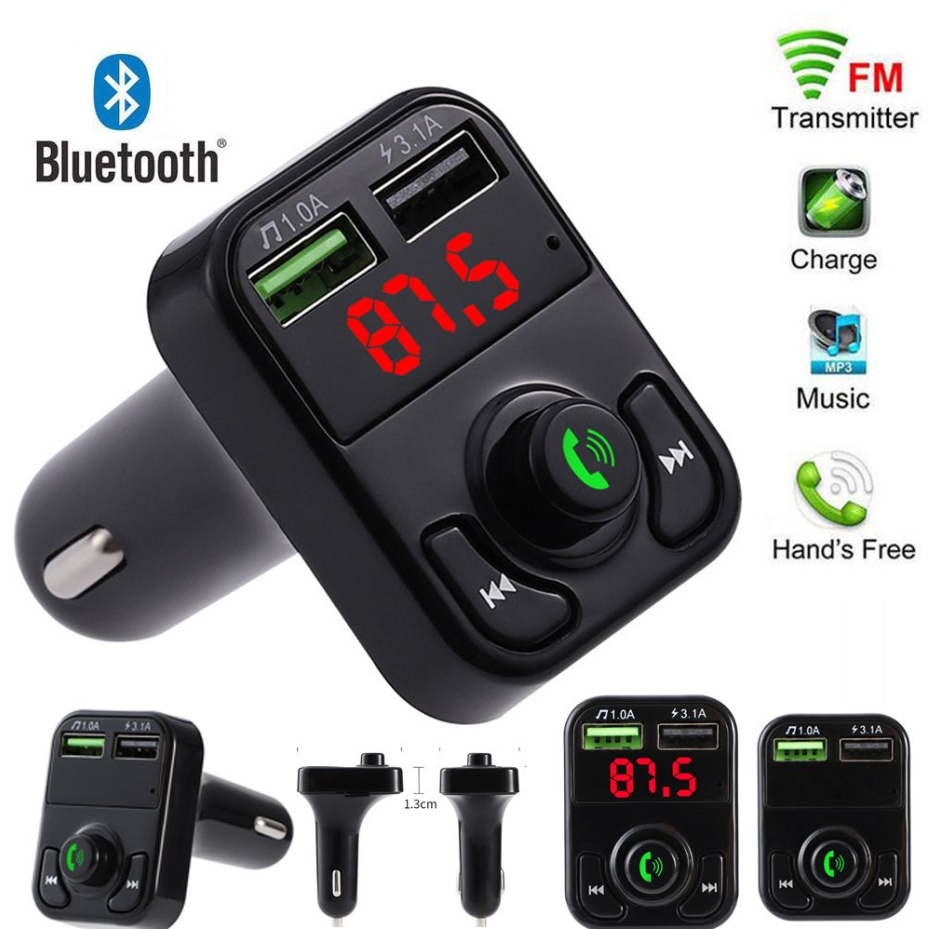 Car Dual USB FM Transmitter Bluetooth MP3 FM Modulator Transmitter ...