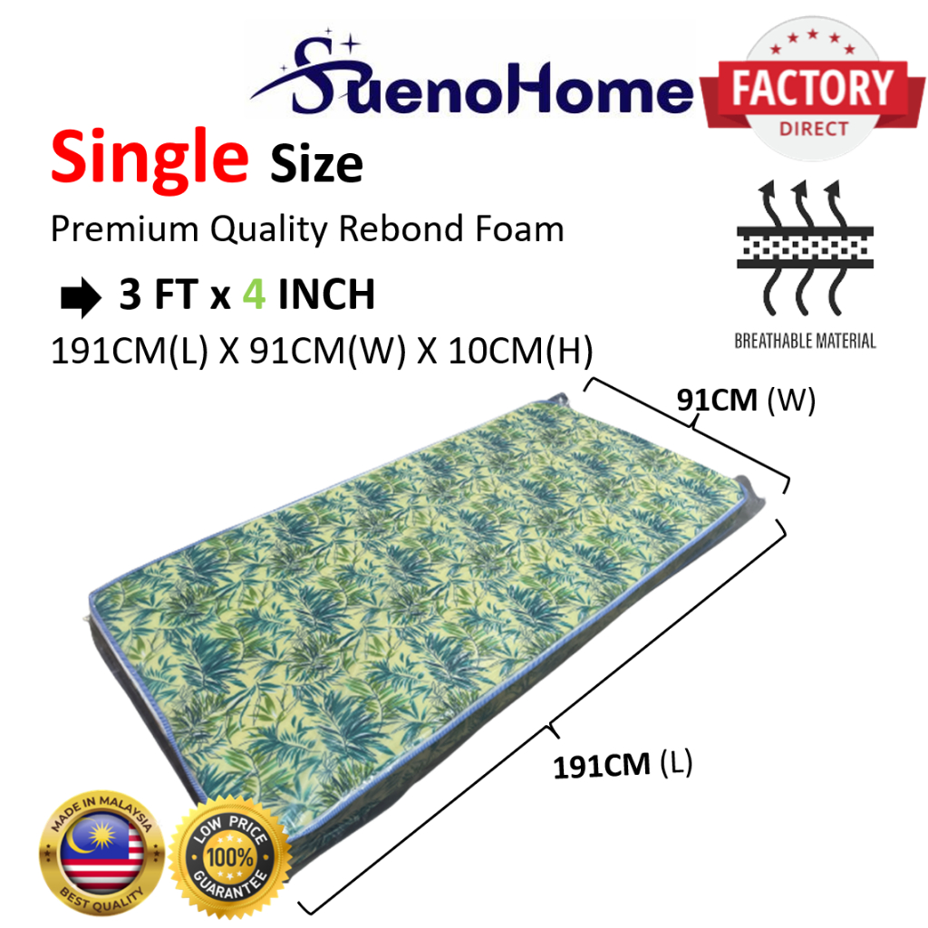 Sueno Home Single Rebond Foam Mattress 4 INCH-10cm(Premium Quality ...