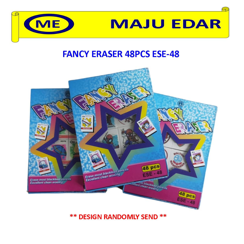 FANCY ERASER 48PCS / PEMADAM KARTUN / STUDENT SCHOOL FANCY ERASER ...