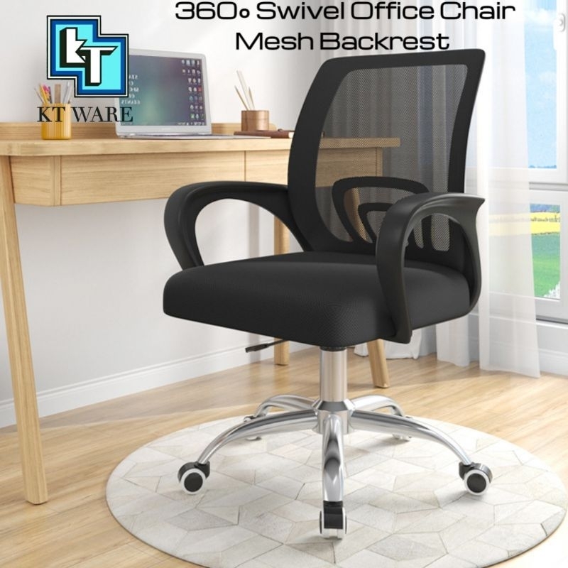 KT WARE 360° SWIVEL OFFICE CHAIR MESH BACKREST KERUSI PEJABAT MEETING ...