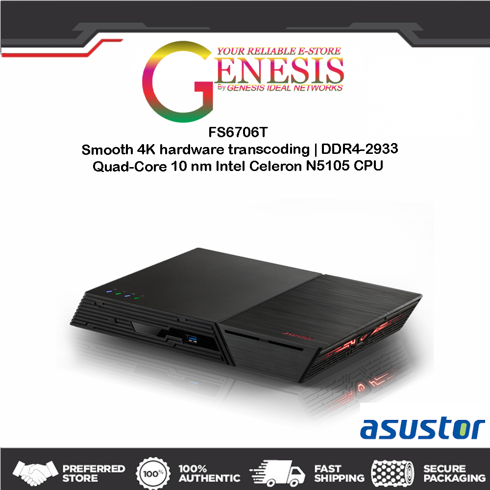 Asustor Flashstor 6 FS6706T 6 Bay All-SSD NAS Storage, Six M.2 SSD ...