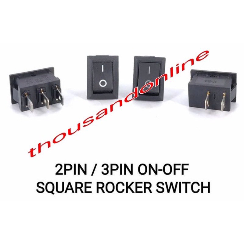 2 PIN / 3 PIN ON-OFF ROCKER SWITCH SPST 6A/250V ( BLACK ) (1002194/2195 ...