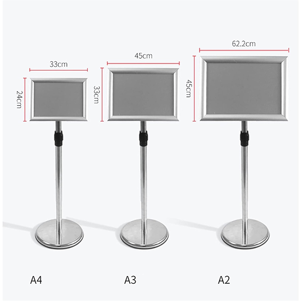 A3 Hotel Entrance Display Stand Adjustable Height Round Corner sign ...