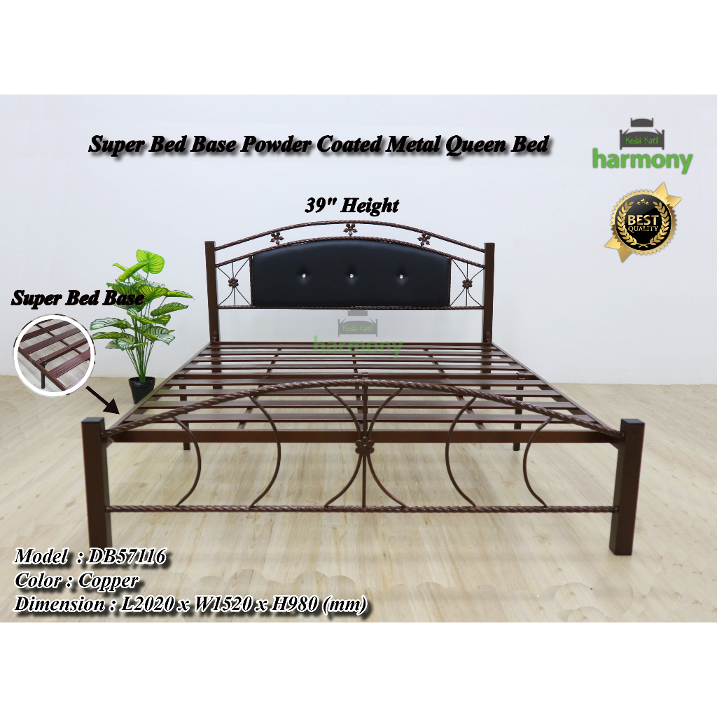 Harmony Super Bed Base Power Coated Metal Queen Bed Frame / Katil Queen ...